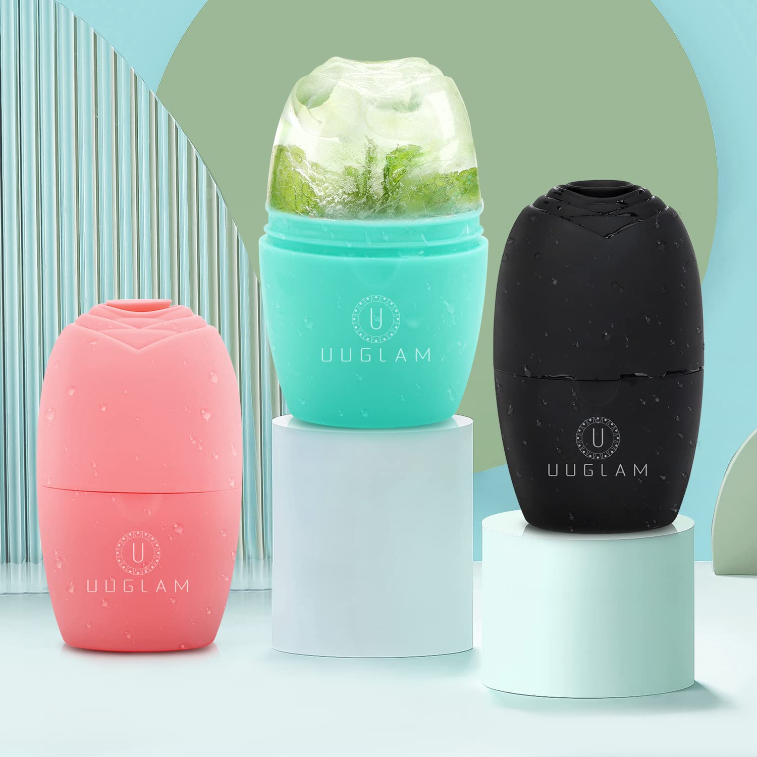 UUGLAM Ice Roller for Face and Eye Facial Ice Mold Skin Care Tools Silicone Face Roller Massager for Brighten Skin Puffiness Relief(Aqua)