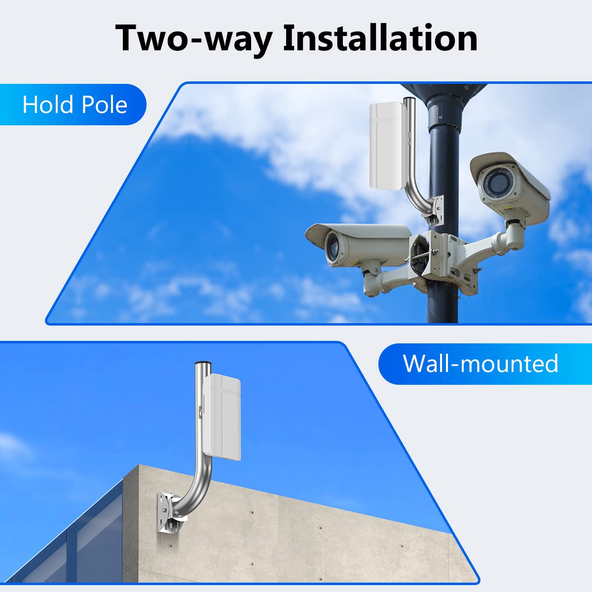 Wireless Bridge Bracket Mount, AdaLov Pole Mount for Point to Point AP Access Point Client Bridge CPE, Outside Antenna Mounting Pole Bracket