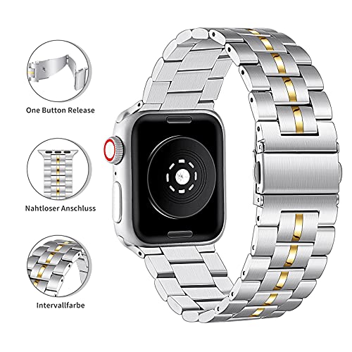 ownace New models compatible for Apple Watch Band 42mm 44mm 45mm series 7 (42mm/44mm/45mm-Silver and Gold)