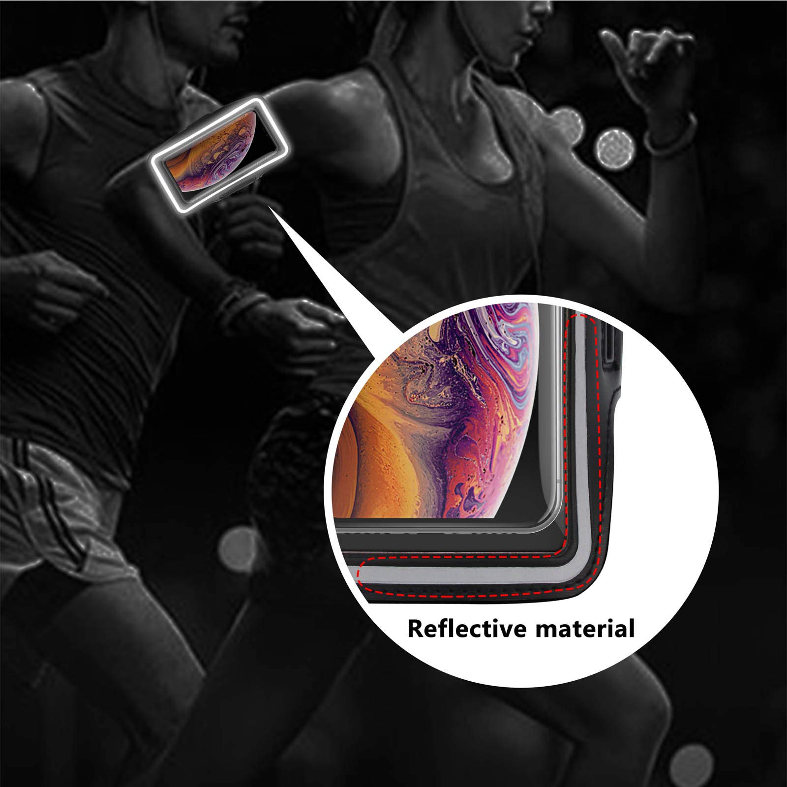 Njjex Cell Phone Armband,[2 Pack] Phone Holder with Adjustable Arm Band & Reflective Border, Sports Running Armband for iPhone X,XS,XR,XS Max,6/7/8 Plus,Galaxy S10,S10E,S10 Plus,S9/S8/S7,Note 9/Note8