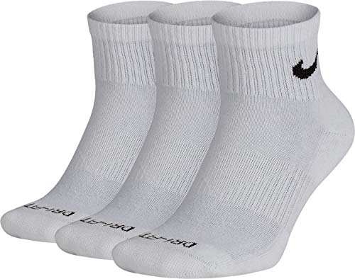 Nike Everyday Plus Cushion Ankle Socks 3-Pair Pack White/Black LG (US Men's Shoe 8-12, Women's Shoe 10-13)
