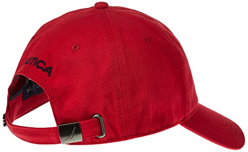 Nautica Men's Twill 6-Panel Cap,Deck Red,One Size