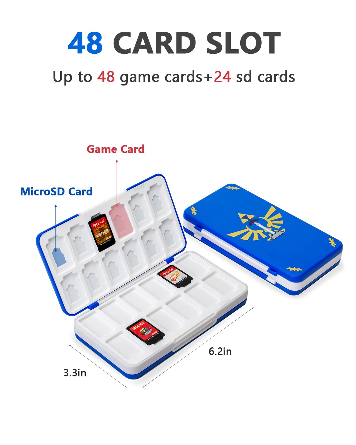Switch Game Case, Portable 48 Slots Nintendo Switch Game Holder, Foldable Shockproof Switch Game Card Case, Hard Shell Soft Lining Memory Cards Switch Game cards Storage for Switch/Lite/OLED Games