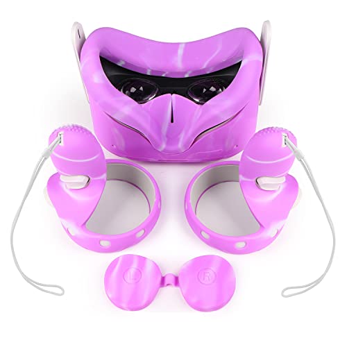 Relohas Accessories for Oculus Quest 2, VR Accessory Set for Meta Quest 2, Include Controller Grip Leather Cover, VR Shell Cover, Face Cover, The Best Gifts for Christmas and Halloween(Pink)