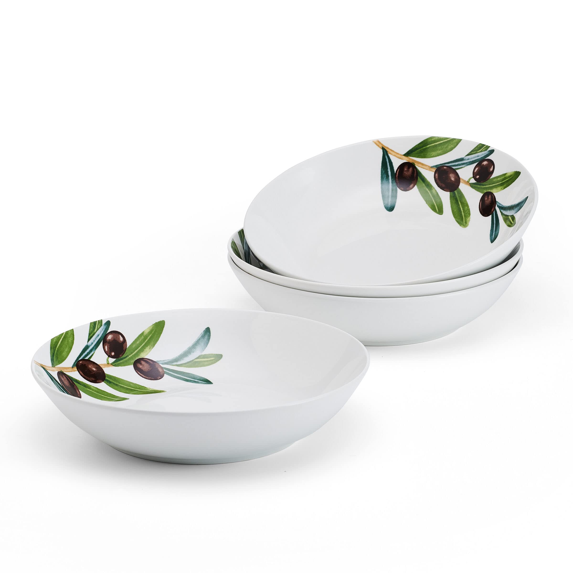 Studio Nova Olive Set of 4 Pasta Bowls, 8 Inch, 20 Ounce, White