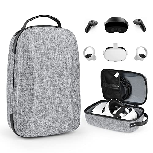 Relohas Accessories for Oculus Quest 2, VR Gaming Headset and Touch Controllers Accessories Hard Carrying Bag, Travel Case for All Elite Strap, Halo Strap and Head Strap(Grey)