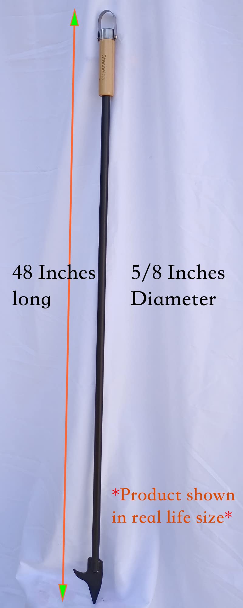 Stecoeico Fire Poker Fireplace Poker, 47 Inches Extra Long Sturdy Fire Pit Fireplace Poker. One Piece Fire Poker. Excellent Workmanship Campfire Poker, Hollow Core for Air Blowing Fire Poker.