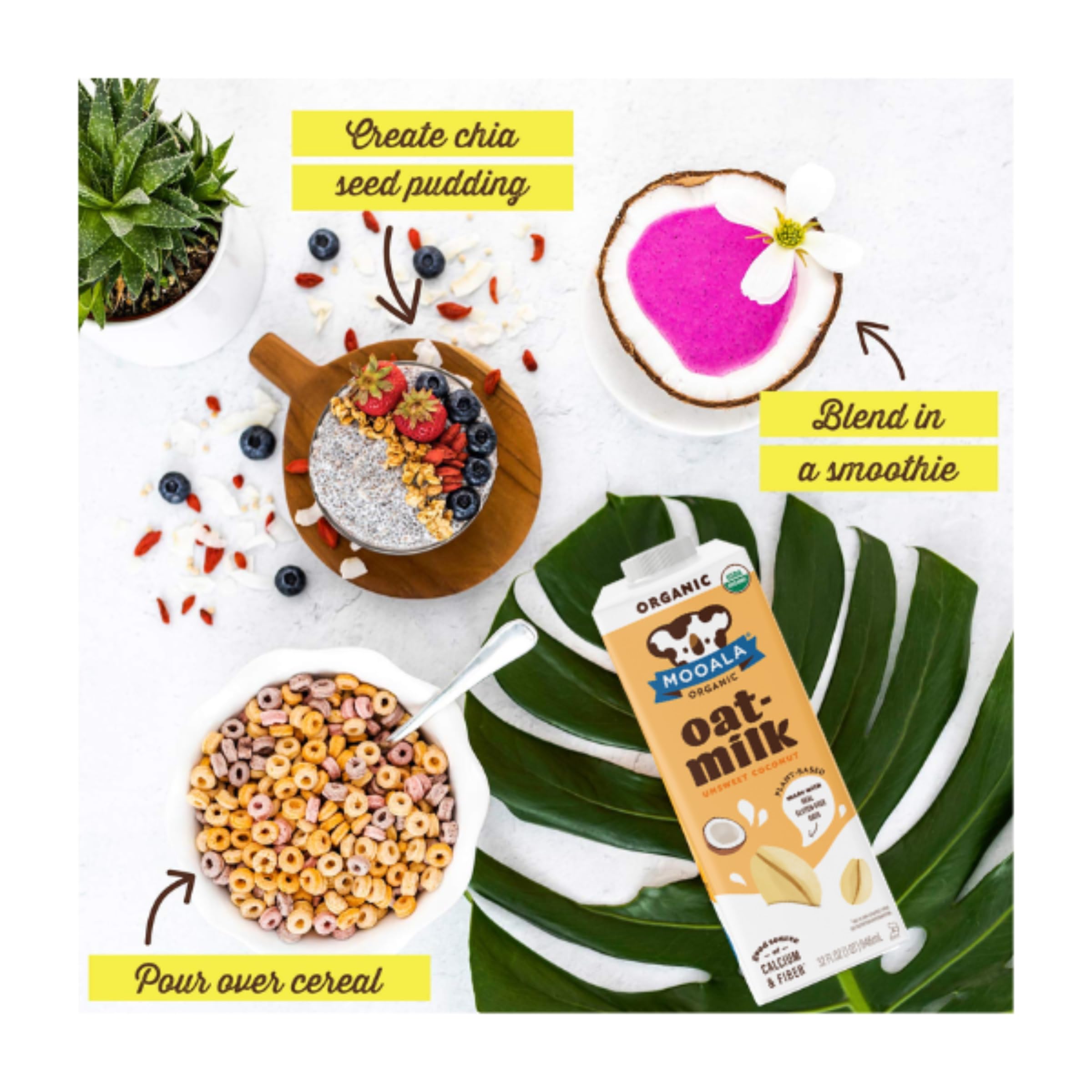 Mooala - Organic Coconut Oatmilk, Unsweetened 32oz (Pack of 6) - Shelf-Stable, Non-Dairy, Gluten-Free, Vegan & Plant-Based Beverage with No Added Sugar