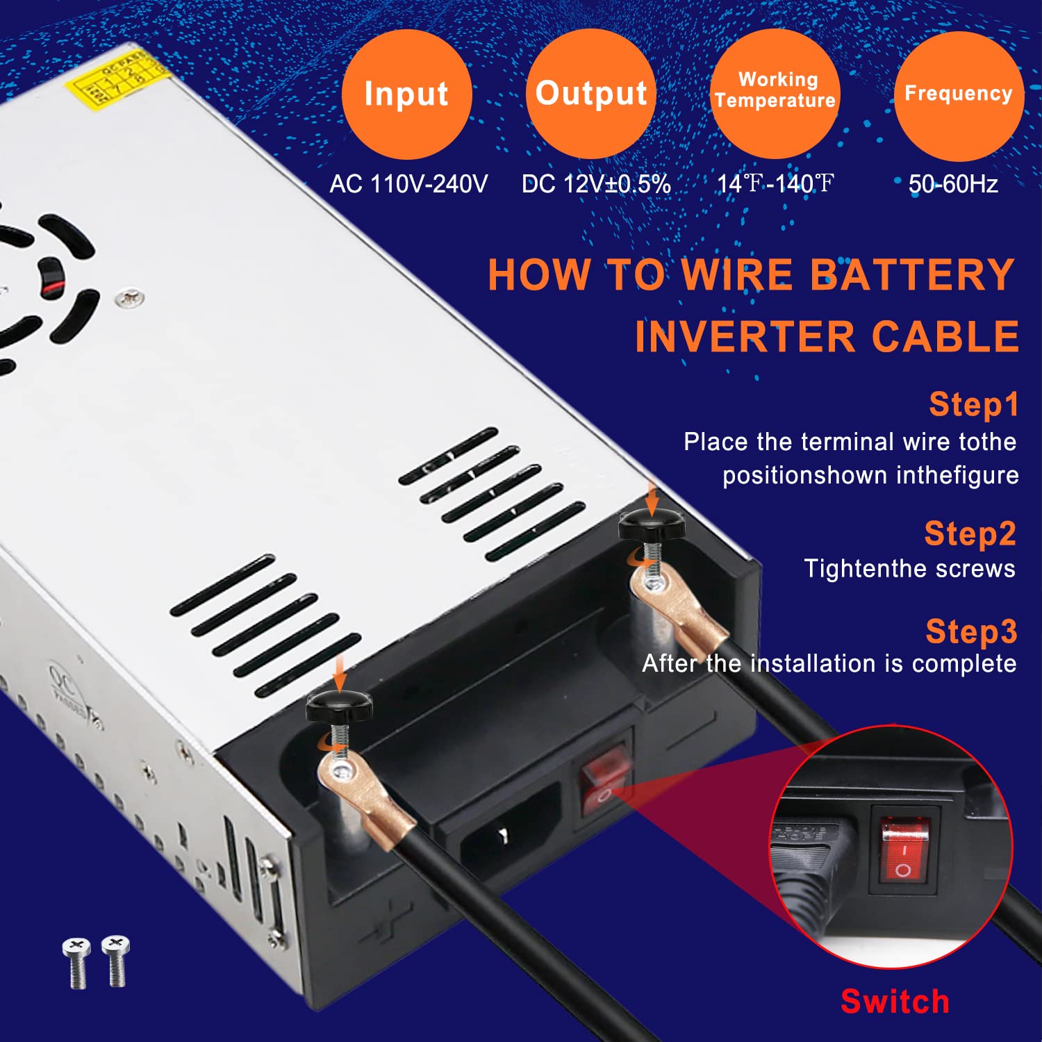 New Version AC to DC Converter, EAGWELL SMPS 110V AC to 12V DC Converter Power Supply Adjustable Switch Power Supply Transformer Max 50A 600W