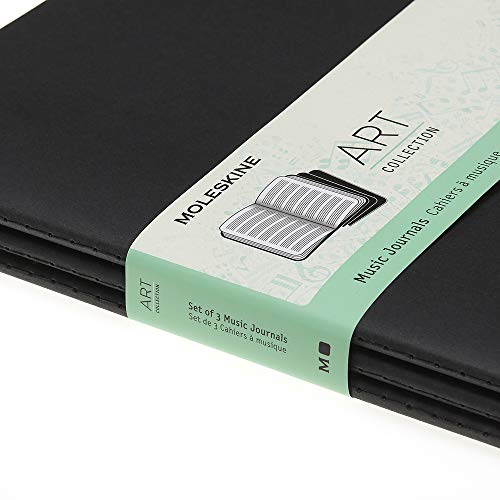 Moleskine Art Cahier Music Notebook, Soft Cover, XL (7.5" x 9.5") Pentagram, Black, 80 Pages (Set of 3)
