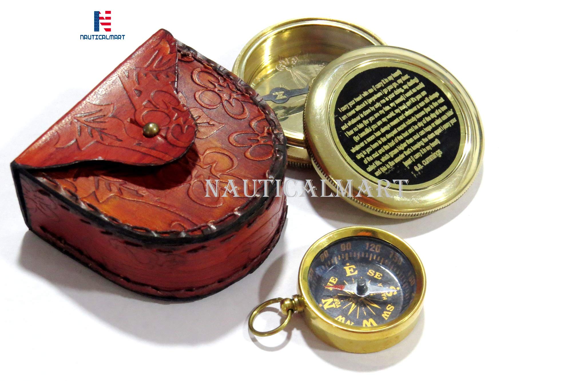 NauticalMart Brass Compass I Carry Your Heart with Me Poem Compass with Mini Compass Combo Gift, Personalized Compass, Groomsmen Gifts, Wedding Gifts, Corporate Gift, Unique Gift