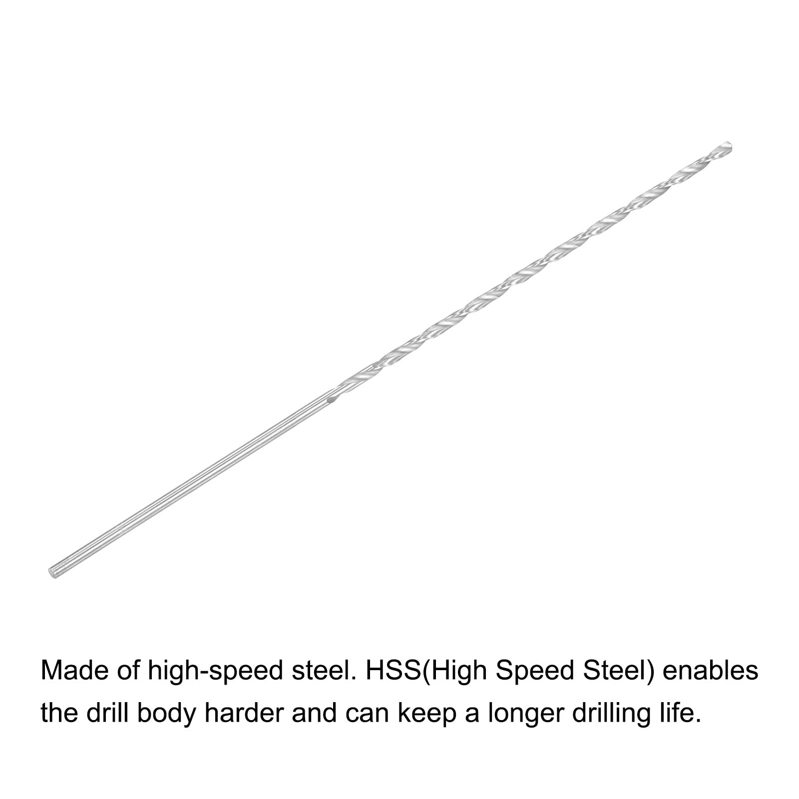 uxcell HSS(High Speed Steel) Extra Long Twist Drill Bits, 3mm Drill Diameter 300mm Length for Hardened Metal Woodwork Plastic Aluminum Alloy 2 Pcs