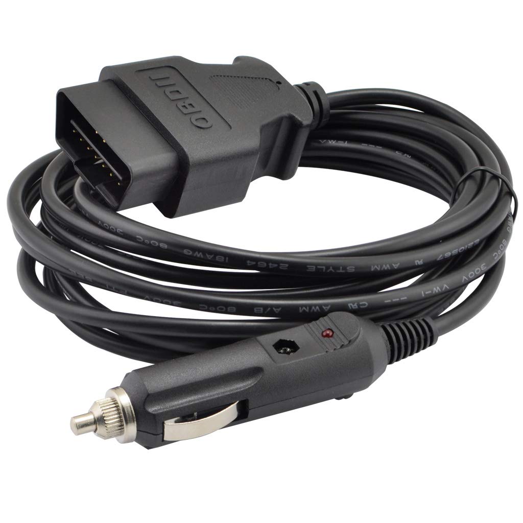 OLLGEN 3M/10ft OBD II Vehicle ECU Emergency Power Supply Cable Memory Saver with Alligator Clip-On 12V Car Battery Cigarette Lighter Power Socket Extension Cable
