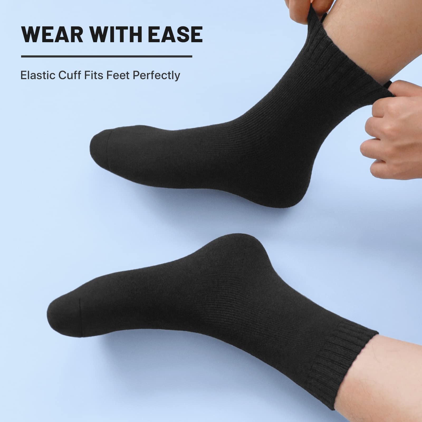 SIMIYA 5 Pairs Merino Wool Socks for Men, Thick Winter Wool Hiking Socks, Warm Breathable Crew Mens Socks(Fit USA Size 7-13