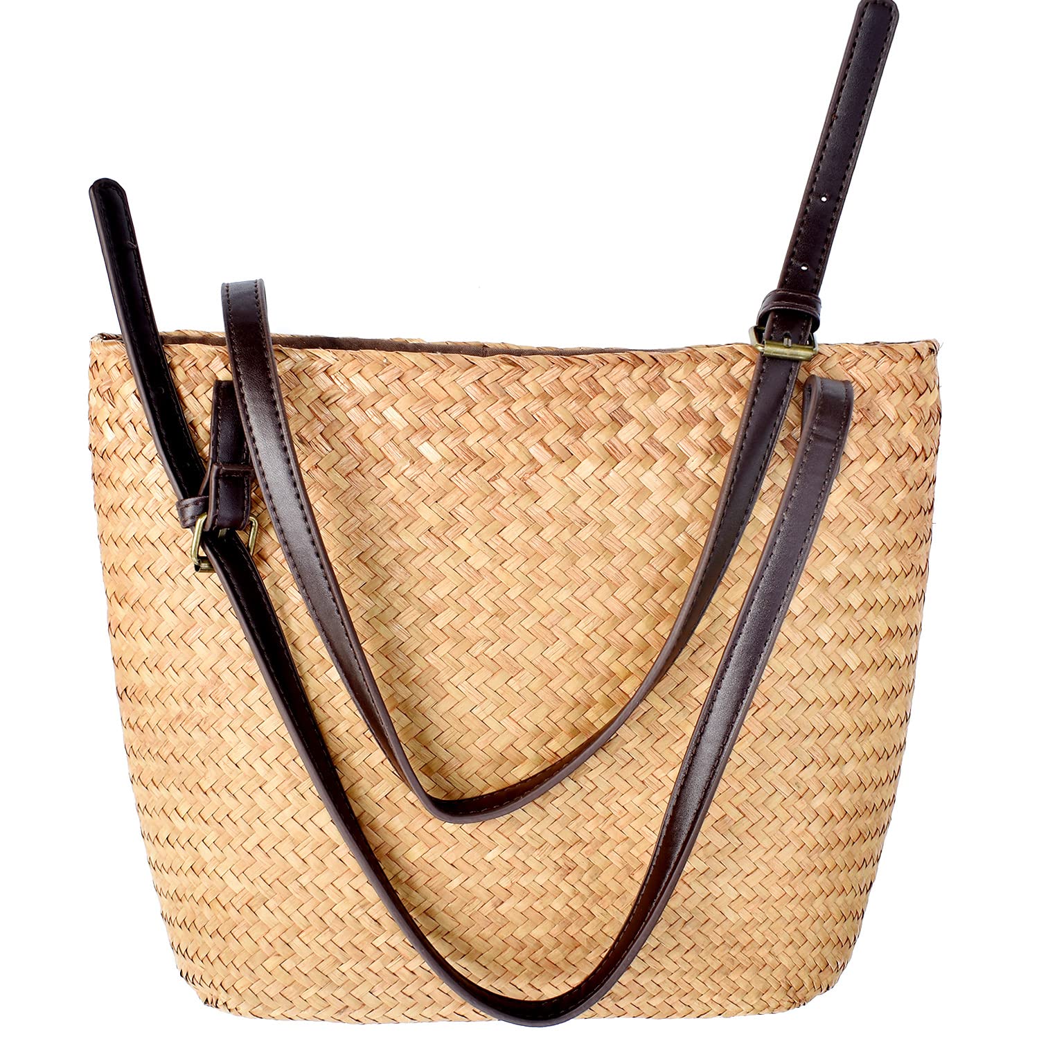 TICYACK Straw Tote Bag - Straw Women's Shoulder Bags, Straw Purse for Womens/Handmade Handbag