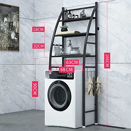 WLLLL 3-Tier Laundry Room Shelf Over The Toilet/Washing Machine Storage Rack, Adjustable Organizer Stand,for Laundry Room,Toilet,Black,White