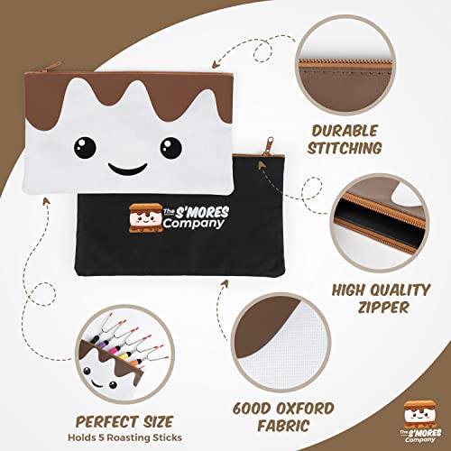 The S’mores Company - Marshmallow Roasting Sticks, Telescoping Smores Skewers for Fire Pit with Storage Bag, Hot Dog Roasting Sticks, 34 Inch Long Fork - 5 Pack, Fire Pit Skewers