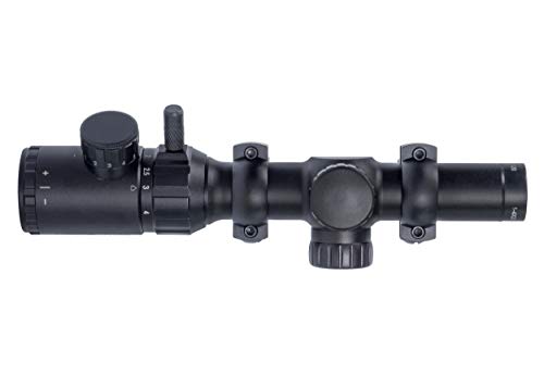 Monstrum 1-4x20 Rifle Scope with Rangefinder Reticle and Medium Profile Scope Rings | Black