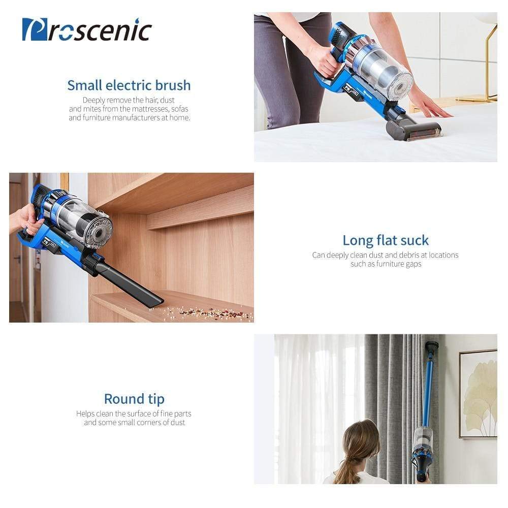 Proscenic P10 Cordless Vacuum Cleaner, 22000Pa Powerful, LED Touch Screen, 4 Adjustable Suction Modes, Removable Battery, 4-in-1 Handheld for Carpet Hard Floor Car Pet Hair, Blue