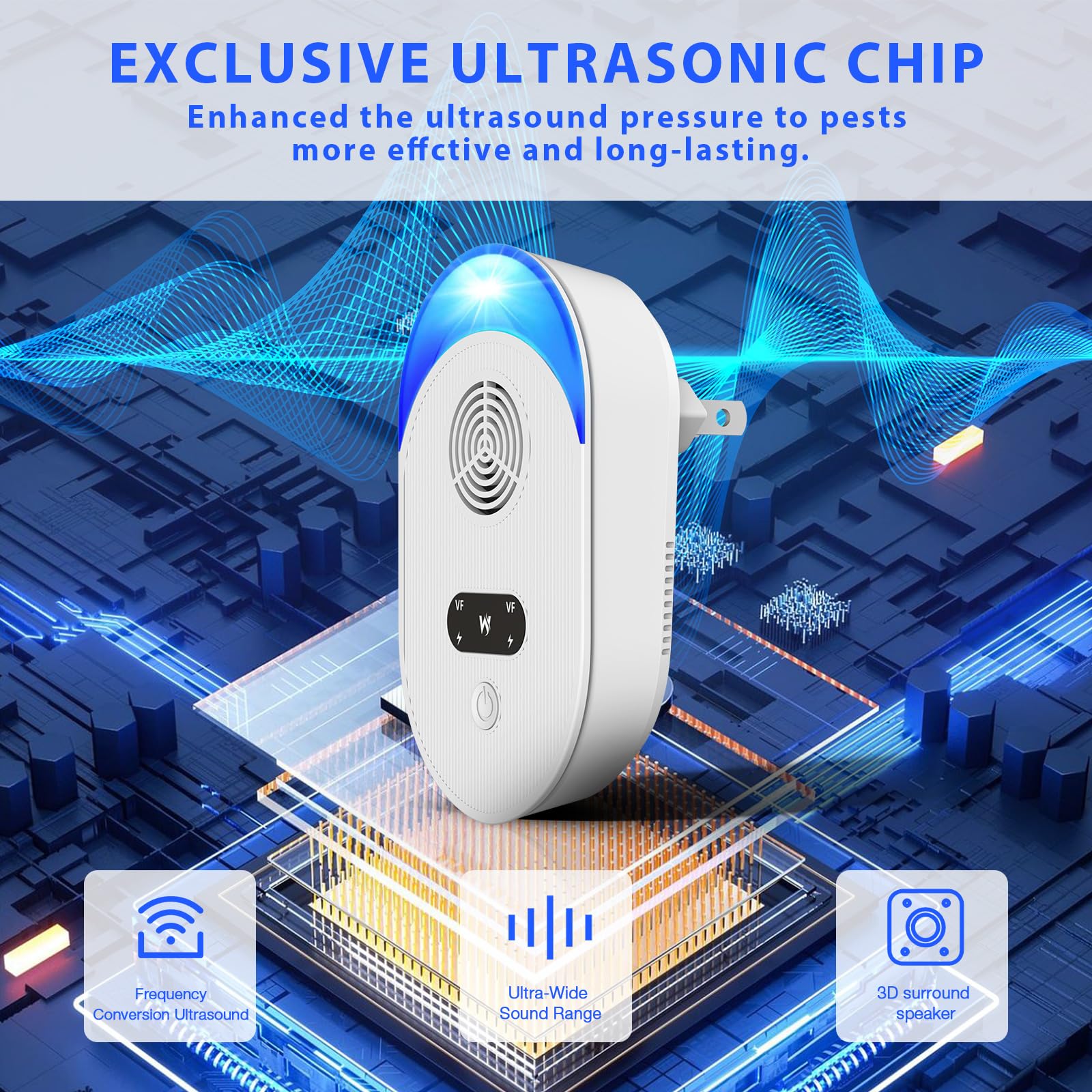 Ultrasonic Pest & Mouse Repeller 6 Packs, 2024 Ugraded Indoor Pest Control, Ultrasonic Pest Repellent, Indoor Pest Control for Home, Kitchen, Office, Hotel, Warehouse