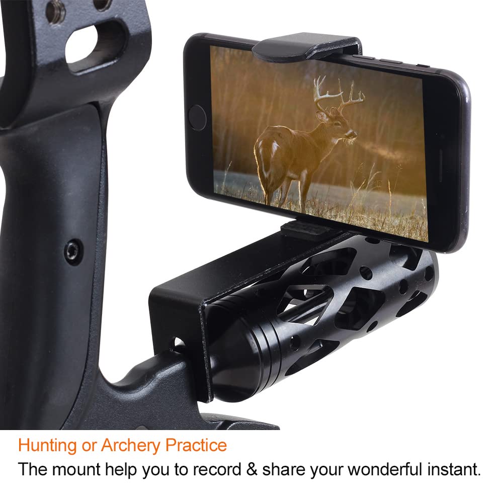 SOPOGER Archery Bow Phone Mount iPhone Holder Bracket for Compound Bow Hunting Bow Camera Stabilizer Phone Mount with Smartphone Samsung, GoPro Outdoor Archery Accessories