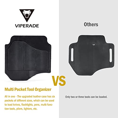 VIPERADE PL8 Multitool Sheath, EDC Leather Organizer Sheath with DIY Patch Area, Leather Sheath for Multitool, Knife, EDC Tools, EDC Pocket Organizer for Men