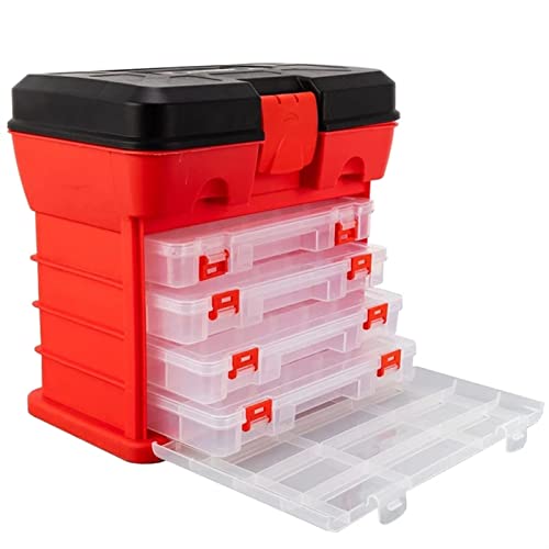 tool box Multifunction 4 Layers Plastic box Large Fishing box screw parts storage box Storage Fishing Lures box Accessories tool box toolbox (Color : Dark Gray)