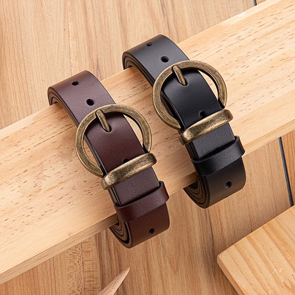 Variyming Women's Belt Genuine Leather Casual Jeans Pants Belt Coffee 100
