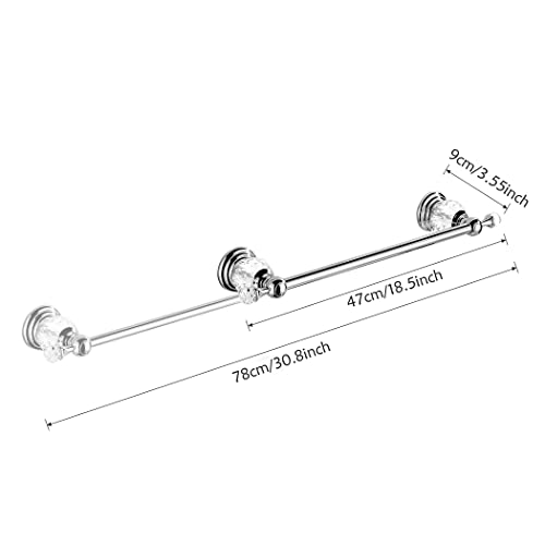 WOLIBEER Crystal Towel Bar,Chrome Towel Holder Adjustable Towel Rack Rod Expandable Stainless Steel Bathroom Accessories Wall Mounted