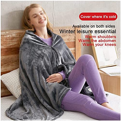 Sywlwxkq Electric Lap Blanket, Washable, 3 Zone Temperature Adjustment,Temperature Controllable Best Heated Blanket, for Car Office Home Chair Grey USB Heated Blanket