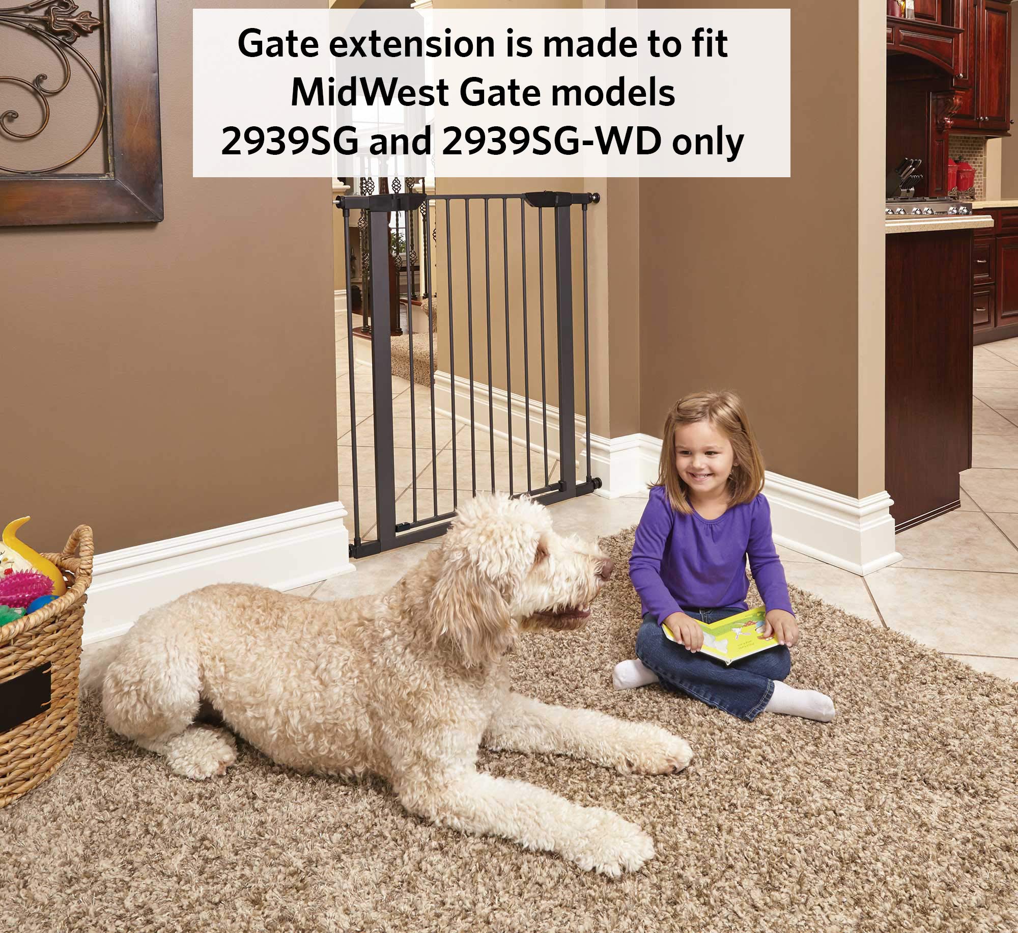 MidWest Homes for Pets Steel Pet Gate Extension; Pet Gate Extension Measures 6' Wide x 39' High in Textured Graphite (Fits MW Model # 2939SG & 2939SG-WD)