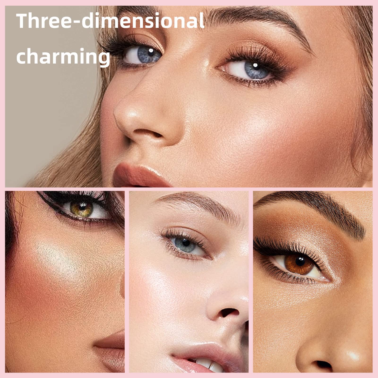 NewBang 6 Colors Blush Highlighter Makeup Palette,Bronzer Powder Matte Shimmer Metallic Finish,Face Blusher Contour Highlight Glitter Waterproof & Long Lasting Bling Natural Sparkle for Woman