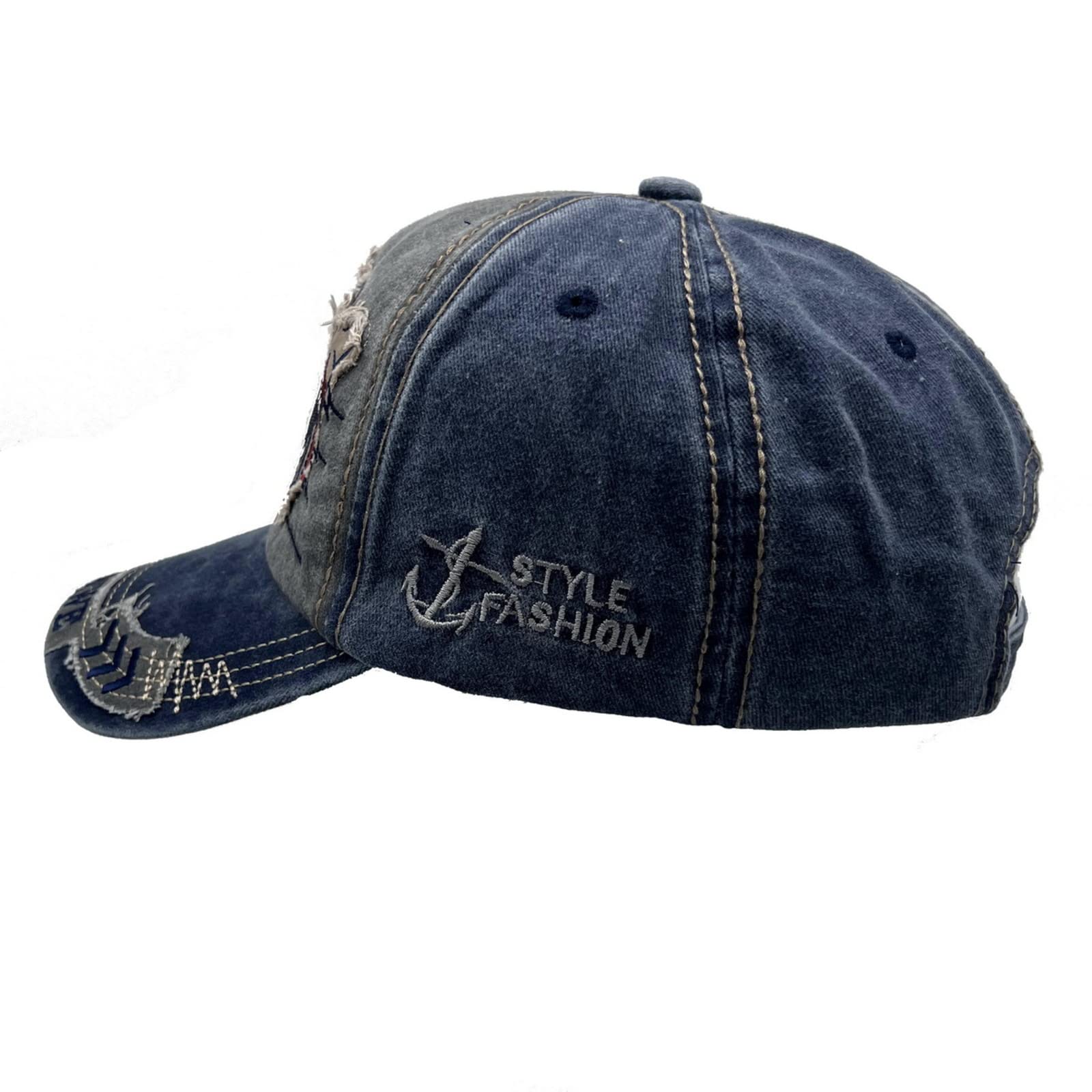 Retro Shark Embroidered Baseball Cap Cotton Washable Snapback Hat Men Women Stretch Truck Caps Dad Hats Navy Blue