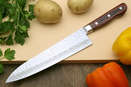 Yoshihiro VG10 16 Layer Hammered Damascus Gyuto Japanese Chefs Knife (7'' (180mm))
