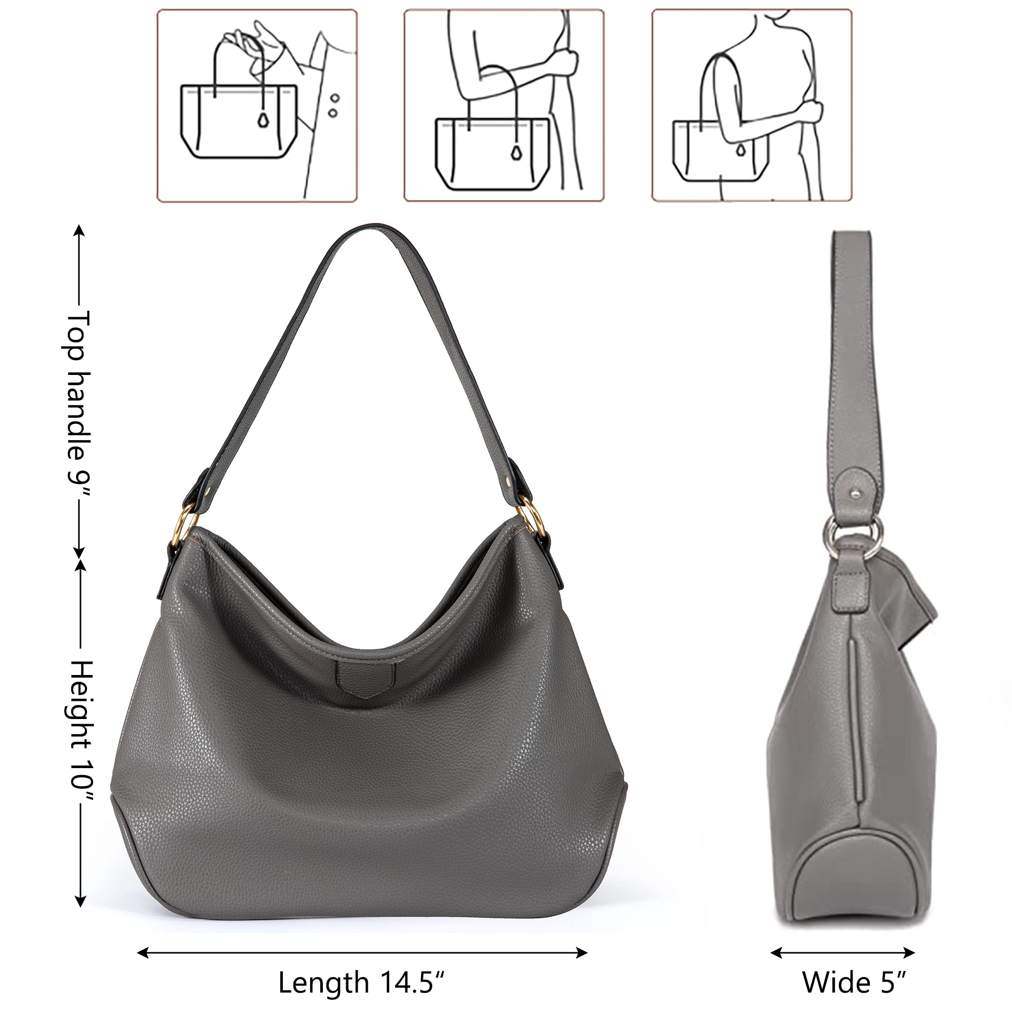 Montana West Hobo Bags for Women Purses and Handbags Classic Simple Top Handle Shoulder Satchel Bags MWC-085GY