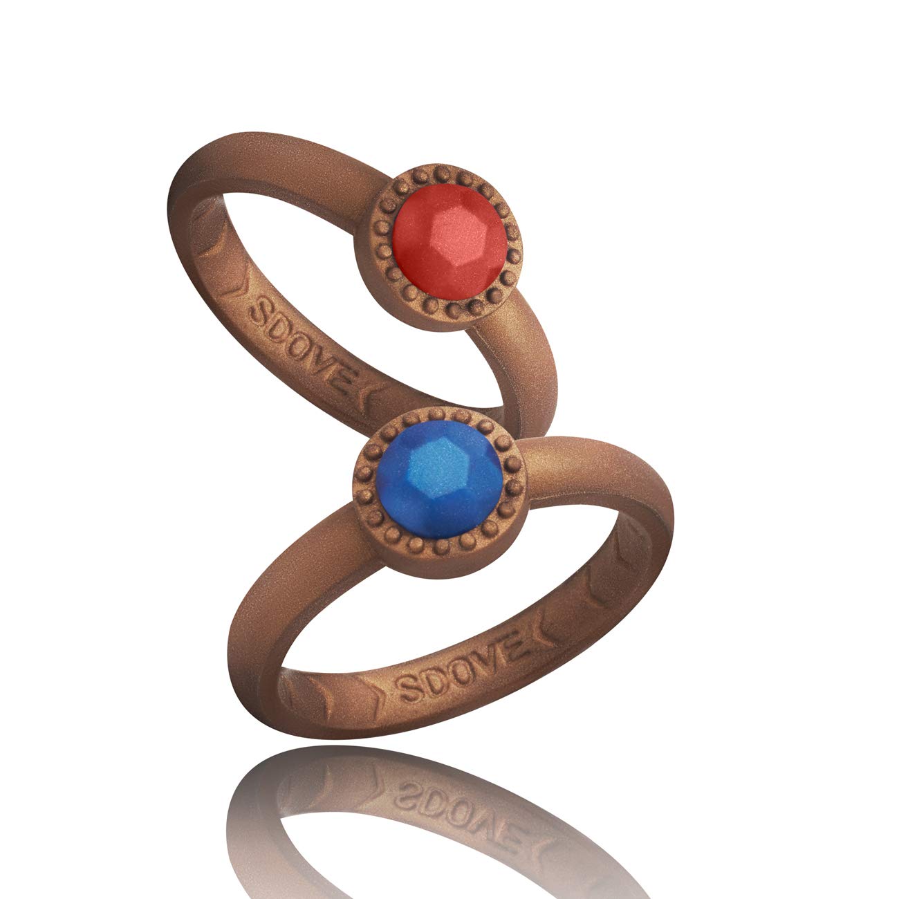 Sdove Silicone Wedding Ring for Women-Diamond Duo Collection.Rubber Wedding Bands Comfortable and Soft Rings for Active Life Style Blue&Red Ring Size 6