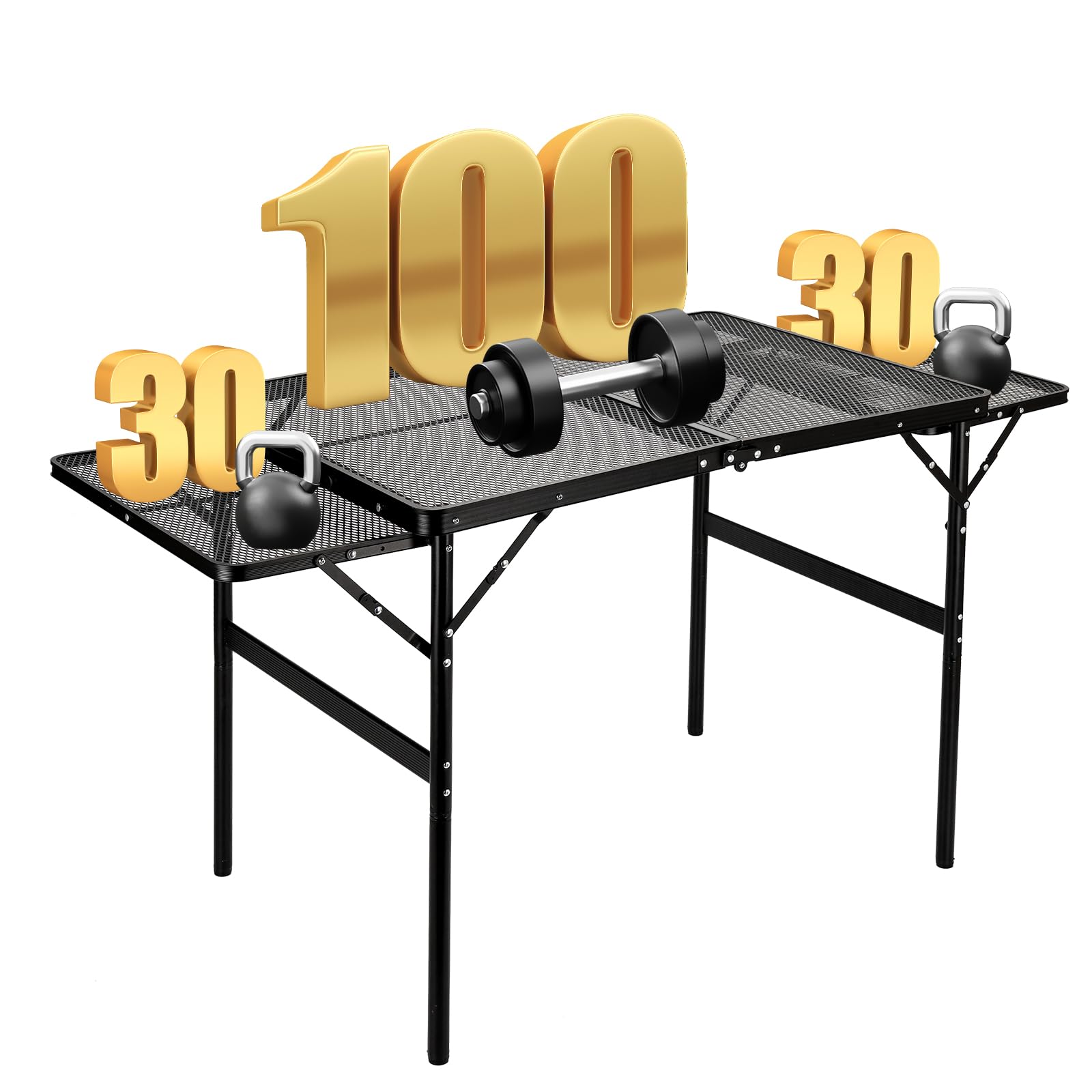 Moosinily Folding Camping Table 4 Ft Foldable Picnic Table 3 Height Adjustable Portable Camp Kitchen with Oxford Storage Outdoor Black 47.2×18.5 inch