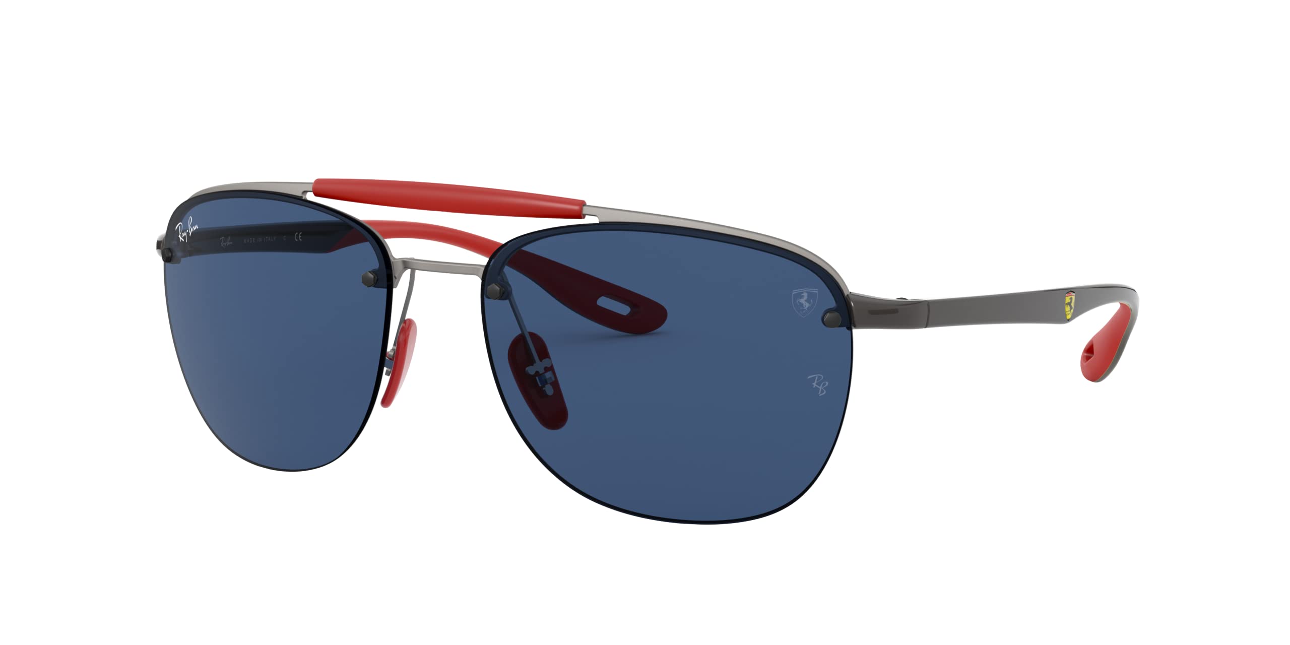 Ray-Ban Rb3662m Scuderia Ferrari Collection Square Sunglasses, Matte Black/Grey Mirrored Silver, 59 mm