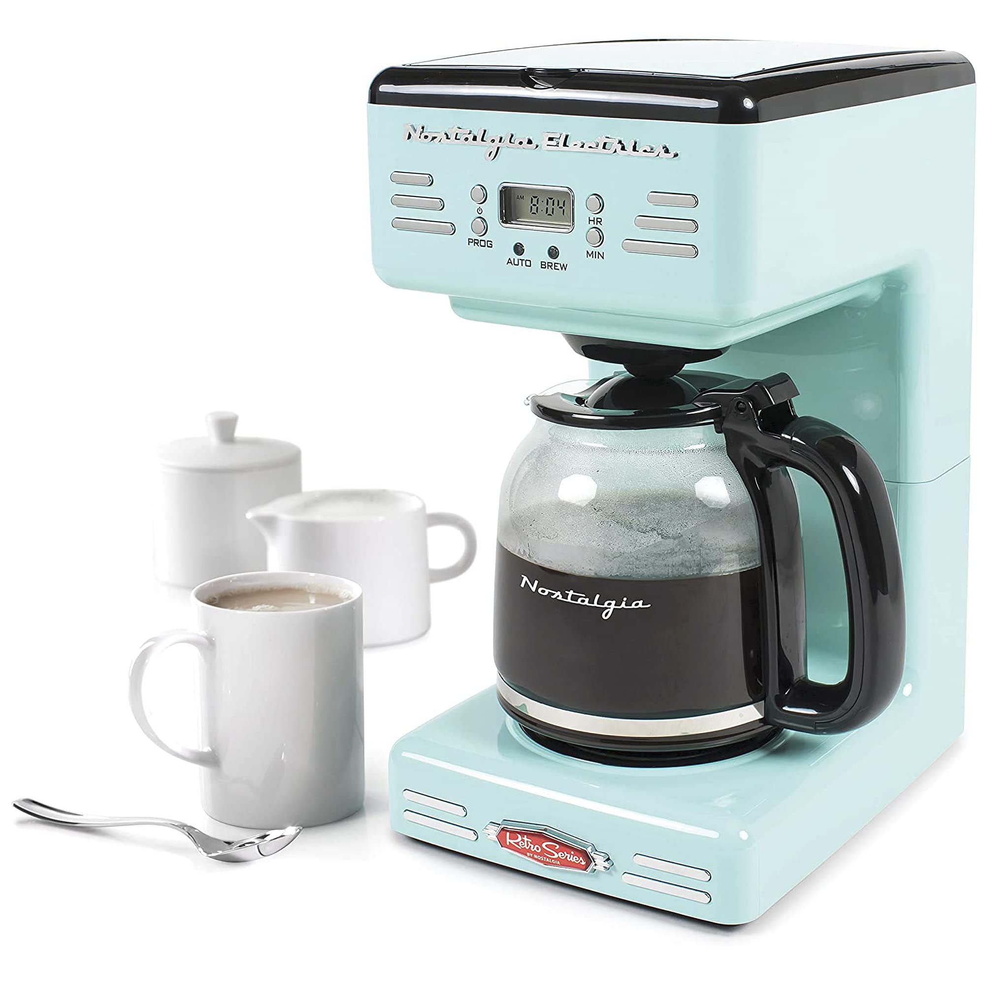Nostalgia RCOF120AQ Retro 12-Cup Programmable Coffee Maker β Aqua Blue