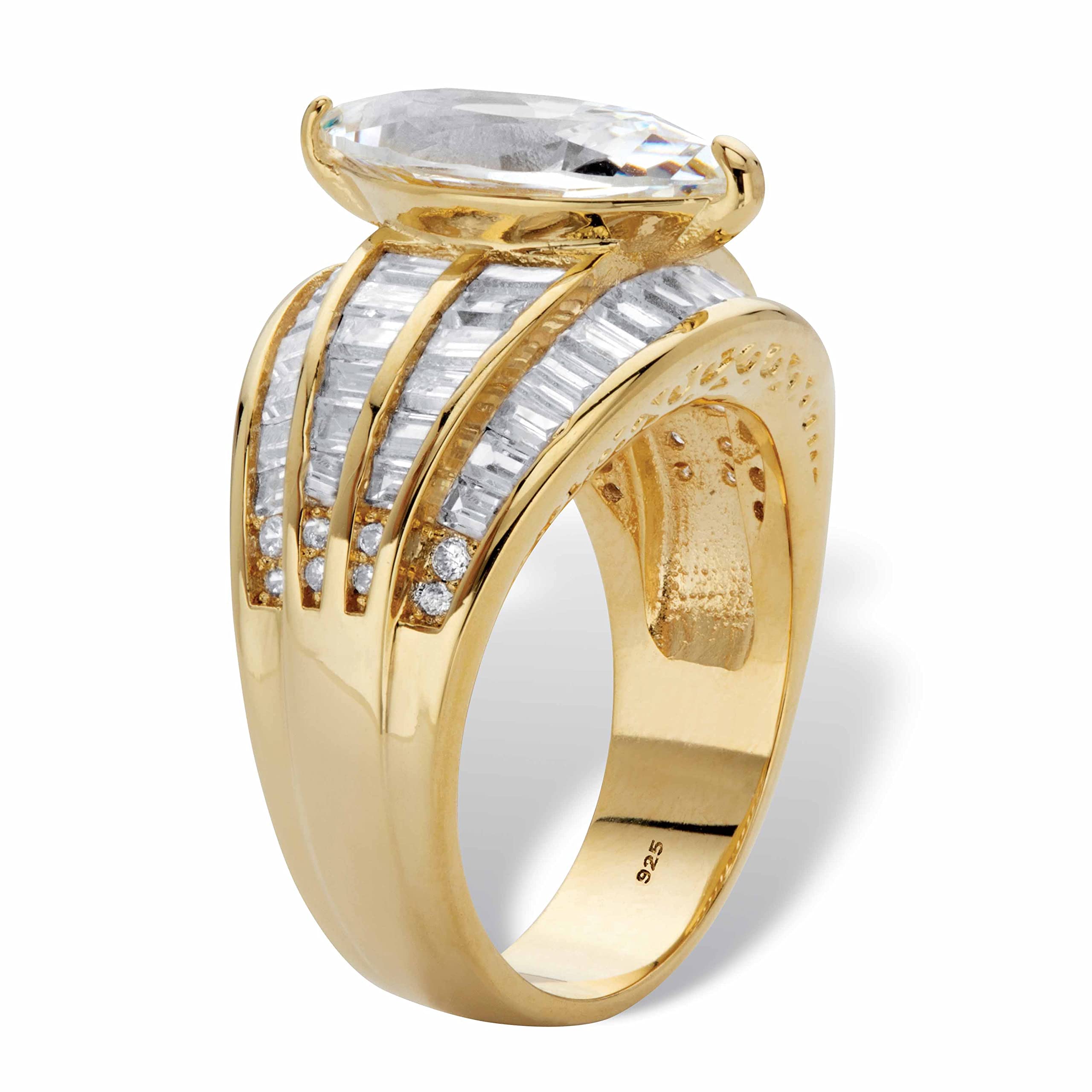 PalmBeach Jewelry Yellow Gold-plated Sterling Silver Marquise Cut Cubic Zirconia Engagement Ring Sizes 6-10 Size 8