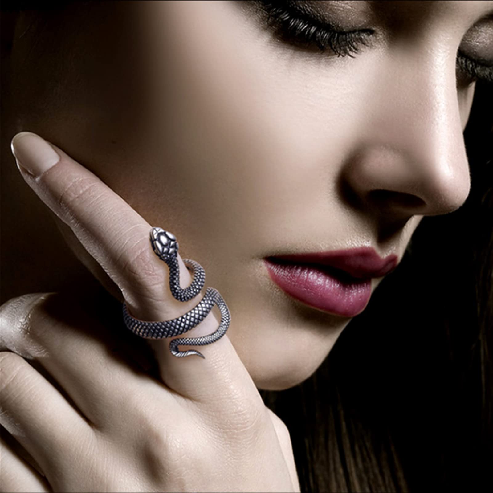 T Legend Vintage Gothic Rings Punk Stackable Open Rings Fox Dragon Frog Snake Adjustable Rings,gift for a girlfriend or lover (12 Pcs)