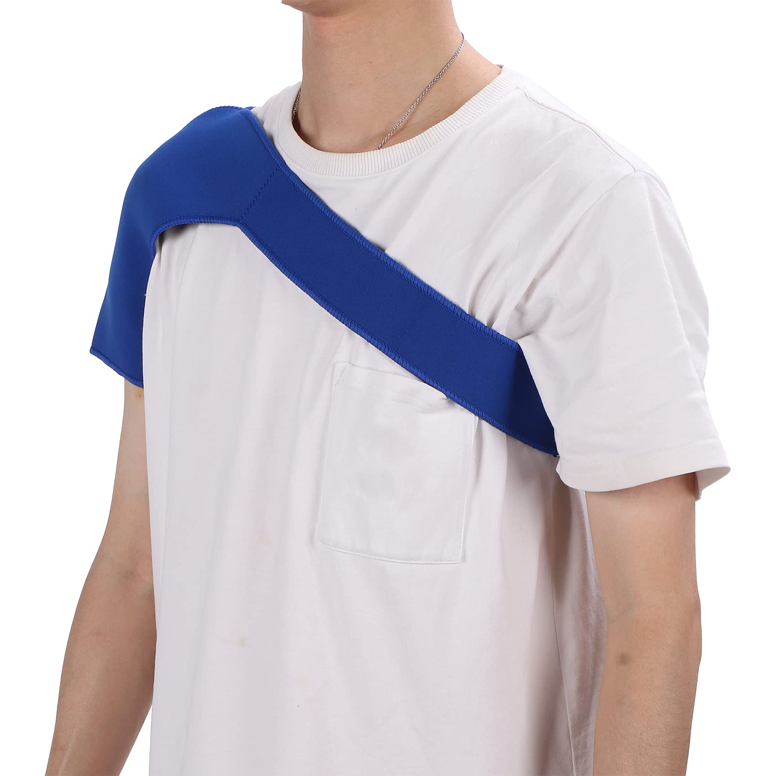 Shoulder Brace for Men and Women, Rubber Sponge Orthopedic Care Compression Sleeve for Torn Rotator Cuff, Dislocated AC Joint, and Other Injuries(Blue)