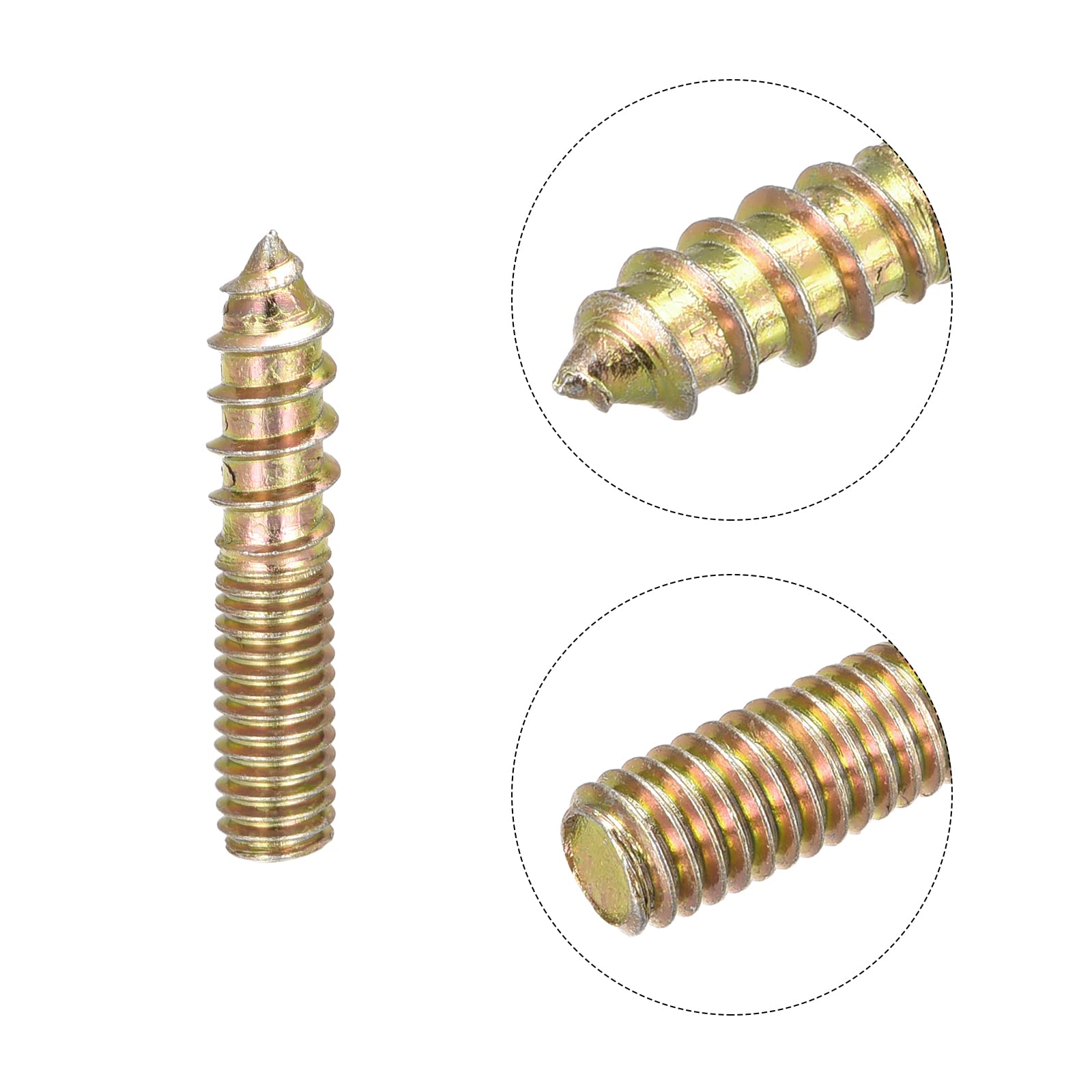 uxcell M8x40mm Hanger Bolts, 8pcs Double Ended Thread Dowel Screws for Wood Furniture