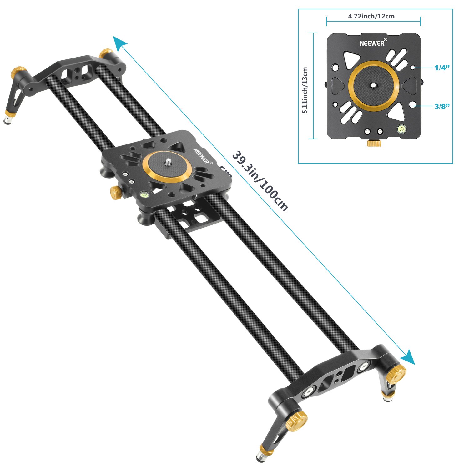 Neewer Carbon Fiber Camera Track Slider Video Stabilizer Rail (80cm)