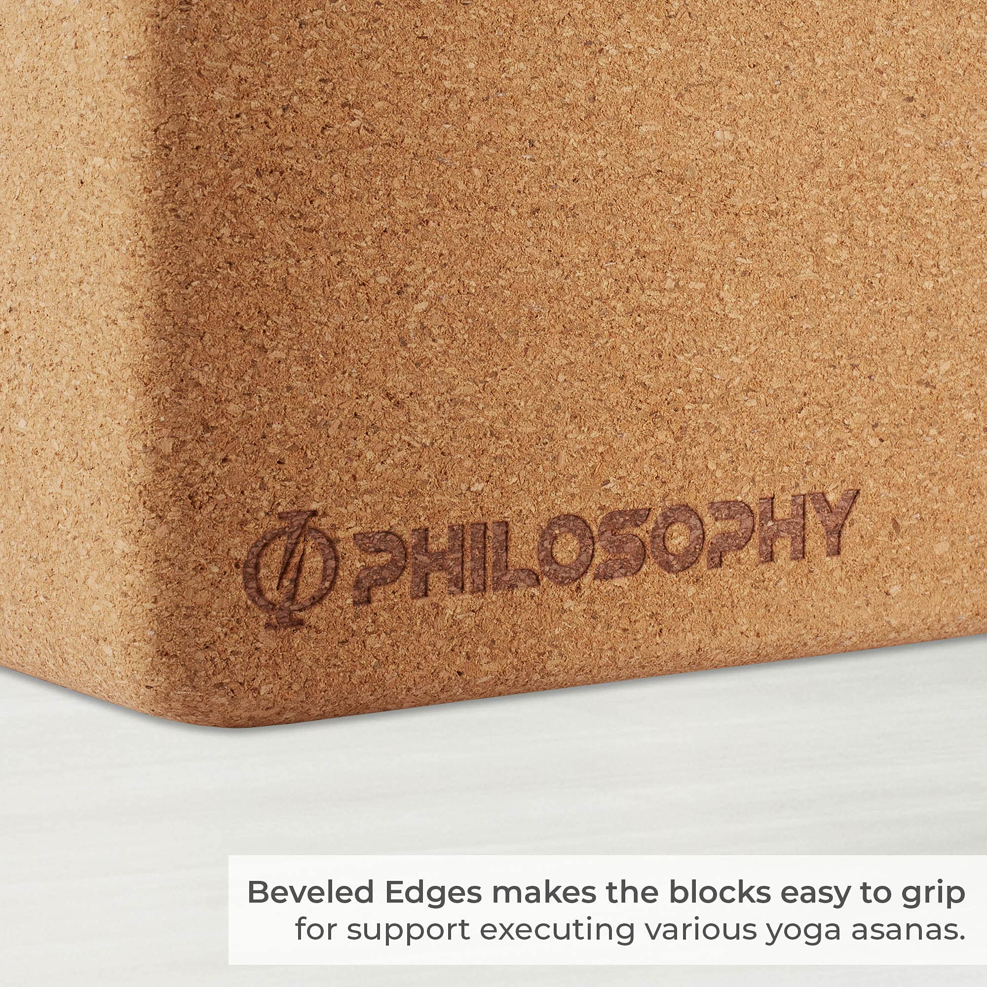 Philosophy Gym 2 Piece Yoga Block Set - Solid Cork Bricks - 9 x 6 x 4-inch Thick