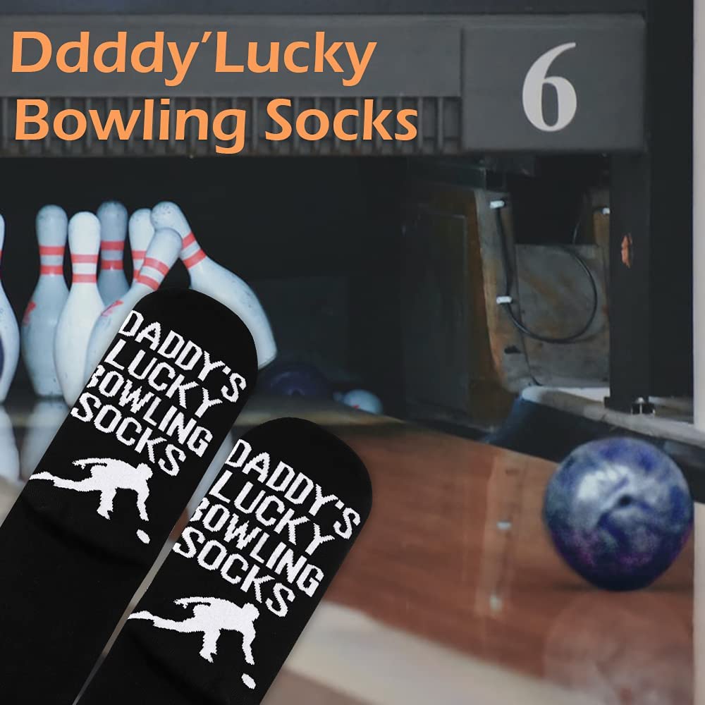 TSOTMO Men’s Sports Socks Bowling Socks Daddy's Lucky Bowling Socks Gift For Men Bowling Lover Player Socks Gift Bowlers Gift (Dad Bowling)