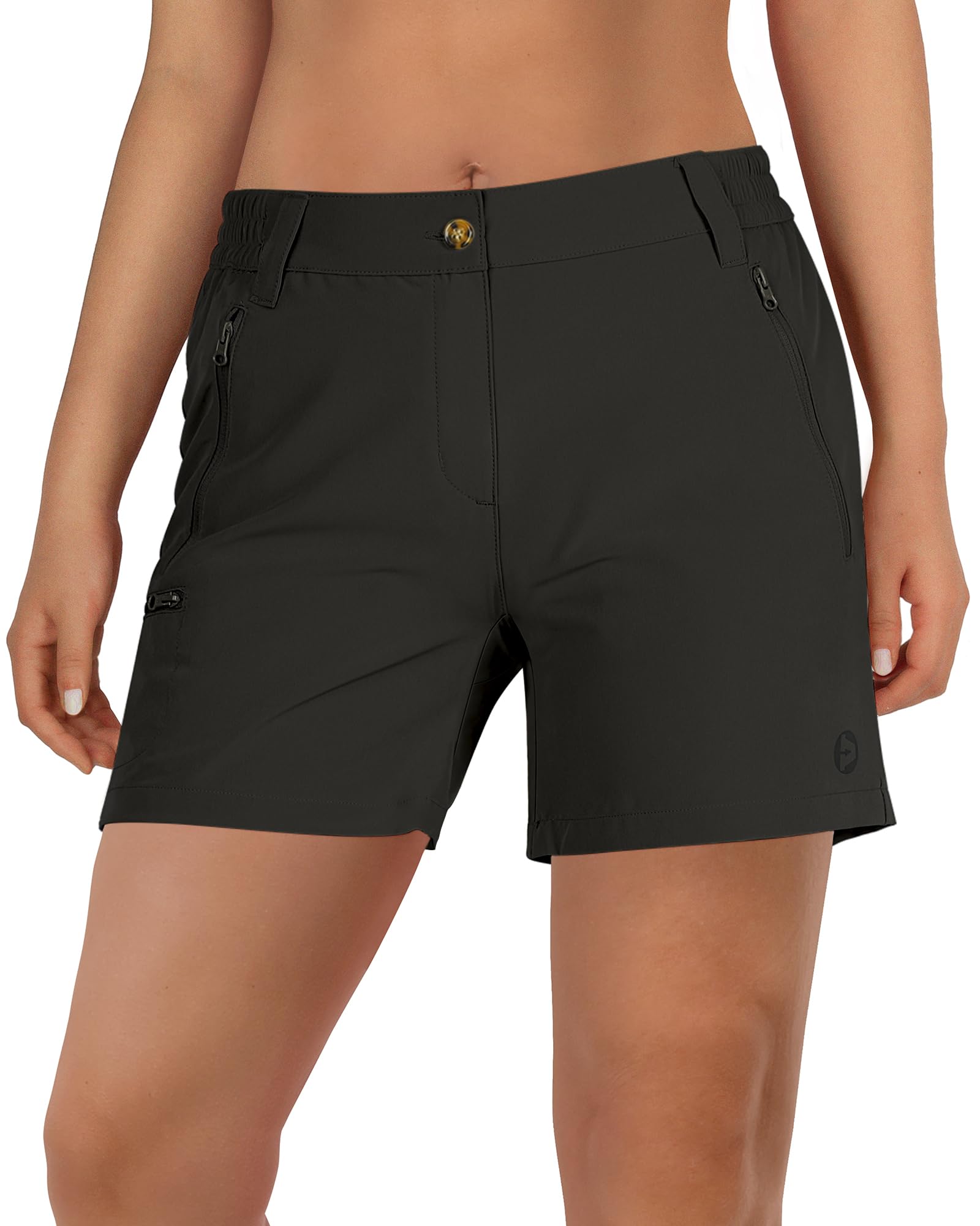 Outdoor Ventures Women's 5" Hiking Shorts Stretch Lightweight Golf Shorts Quick Dry UPF 50+ Cargo Short for Camping, Travel Black