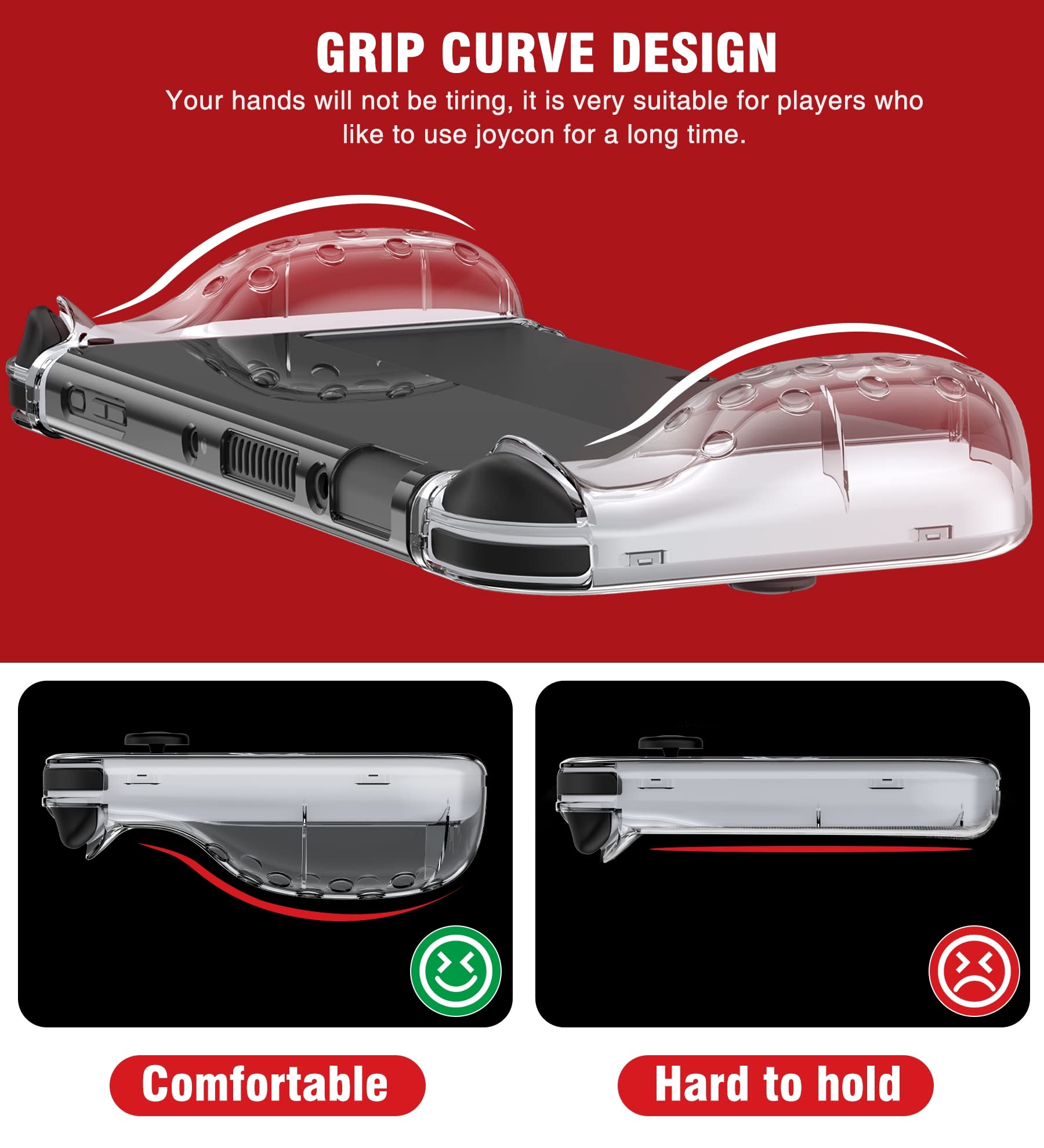 Switch Case Compatible with Nintendo Switch OLED, Protective Dockable Clear Cover Case with Comfortable Grip Design, Dockable Switch OLED Case Accessories for Nintendo Switch OLED Console & Joycon