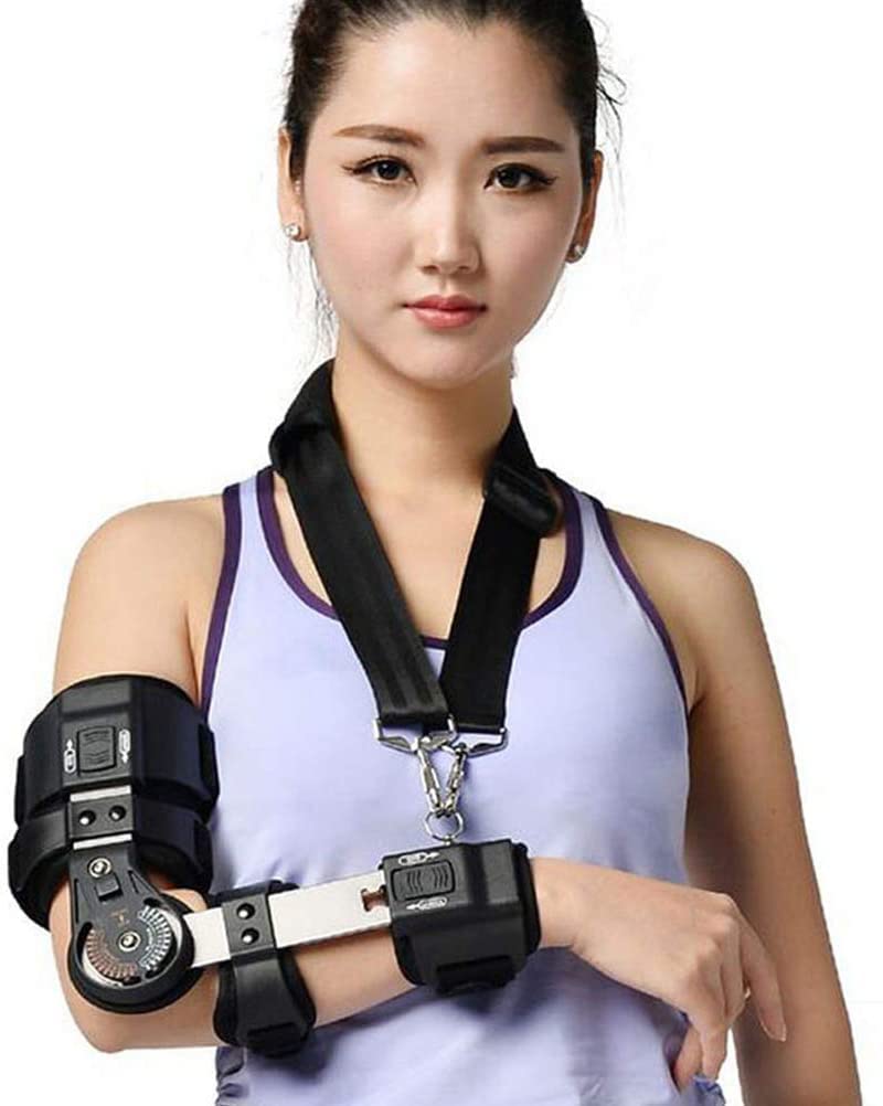 TSUSF Elbow Brace, Adjustable Elbow Joint Fixed Brace Corrective Orthosis Activity Limitation Arm Fracture Protector, Sports Injury Recovery Pain Relief (Size : Left)