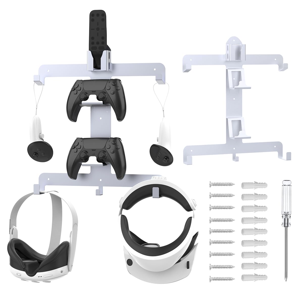 Uxilep Wall Mount for Meta Oculus Quest 3,8 in 1 VR Wall Mount Storage Stand for Most VR Headset & Controller Compatiable with PS5 VR 2,HTV Vive,Valve Index,for Meta Oculus Quest 2 3 Accessories